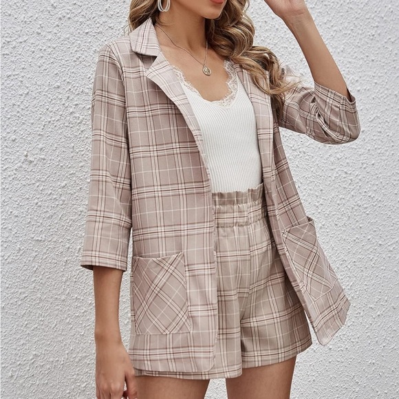 Jackets & Coats | Plaid Blazer Shorts Duo Suit Set | Poshmark
